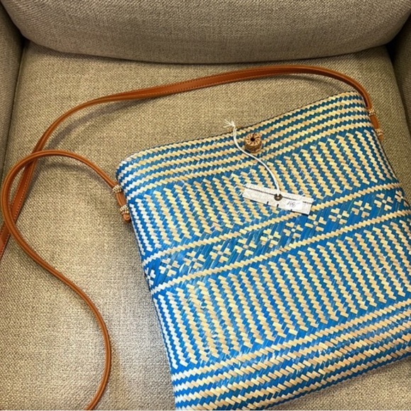 Source Unknown | Bags | Light Blue And Natural Lined Straw Purse X10 ...